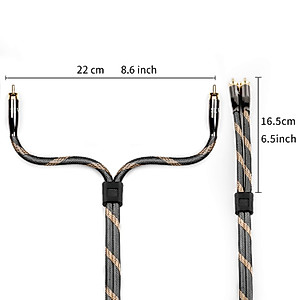 SKW Audiophiles RCA Cable 2RCA Male to 2RCA Male HiFi System Interconnect Cable with Diameter 7mm (1.64ft/0.5M, Black, Nylon)