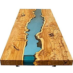 Epoxy Table, Plain Edge Wooden Table, Epoxy Resin River Table, Natural Wood,Dining table, Natural Epoxy Table, Resin Table 24" x 60" Inch
