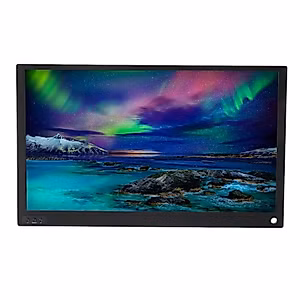Touchscreen Monitor, HDR Technology Split Screen Processing Dual Speakers Portable Monitor HD 15.6in Screen with Leather Case for Laptop PC Phone(Black)