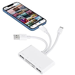 5-in-1 Memory Card Reader with Micro SD and SD Slots for iPhone/iPad/Android/USB C & A Devices, OTG Adapter for SD/Micro SD/SDHC/SDXC/MMC