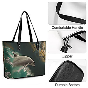 Womens Handbag Dolphin Leather Tote Bag Top Handle Satchel Bags For Lady