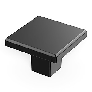Hickory Hardware 10 Pack of Square Kitchen Cabinet Knobs, Quality Drawer and Dresser Knob, Handle Pulls for Cabinet Doors, Bathroom Drawers, 1-3/16 Inch, Matte Black