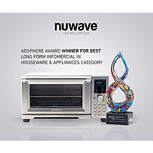 NUWAVE Bravo Air Fryer Toaster Smart Oven, 12-in-1 Countertop Convection, 30-QT XL Capacity, 50°-500°F Temperature Controls, Top and Bottom Heater Adjustments 0%-100%, Brushed Stainless Steel Look