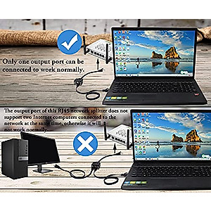 zdyCGTime RJ45 Network Cable, 1 RJ45 Male to 2 RJ45 Female Ethernet Y Type Cable, LAN Connector, Suitable for Super Category 5 Ethernet, Category 6 Ethernet(not Used as a Network Separator)(23CM)