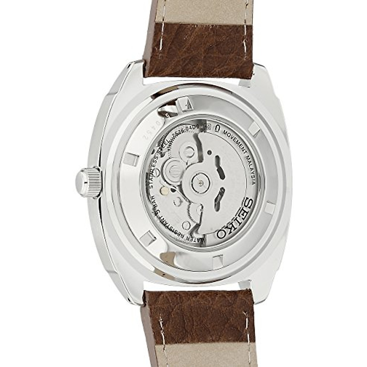 SEIKO SNKN37 Automatic Watch for Men - Recraft Series - Brown Leather Strap, Day/Date Calendar, 50m Water Resistant, Blue Dial, Luminous Hands & Markers, and 41 Hour Power Reserve