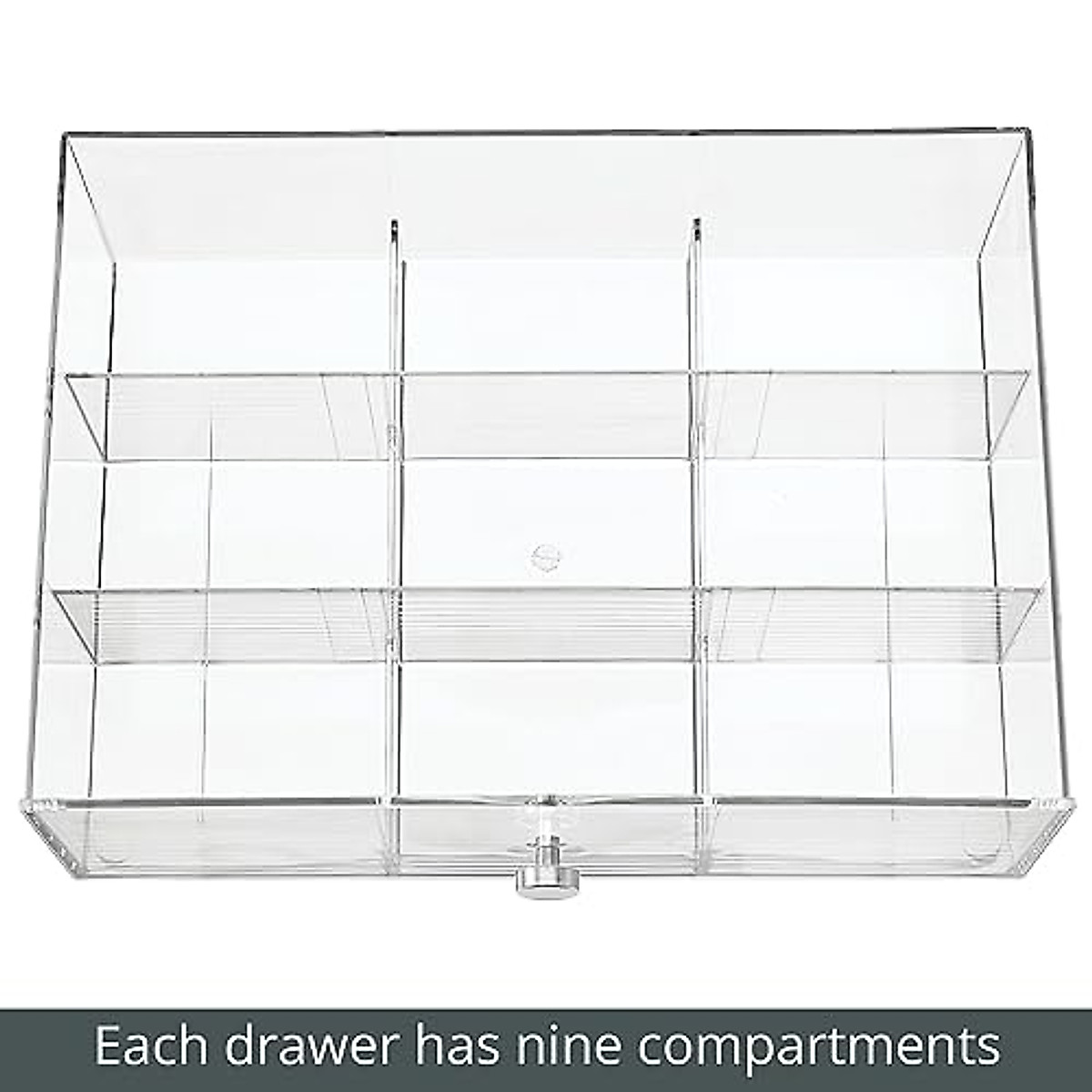 mDesign Plastic Tea Bag Caddy Box Storage Container Organizer Holder with 3 Drawers - for Kitchen Pantry, Cabinet, Countertop - Holds Coffee, Sugar Packets - Lumiere Collection - Charcoal Gray/Clear