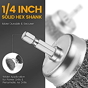 TILAX Wire Brush Wheel Cup Brush Set 6 Piece, Wire Brush for Drill 1/4 Inch Hex Shank Arbor 0.012 Inch Coarse Carbon Steel Crimped Wire Wheel for Drill Attachment, Rust Removal, Stripping and Abrasive
