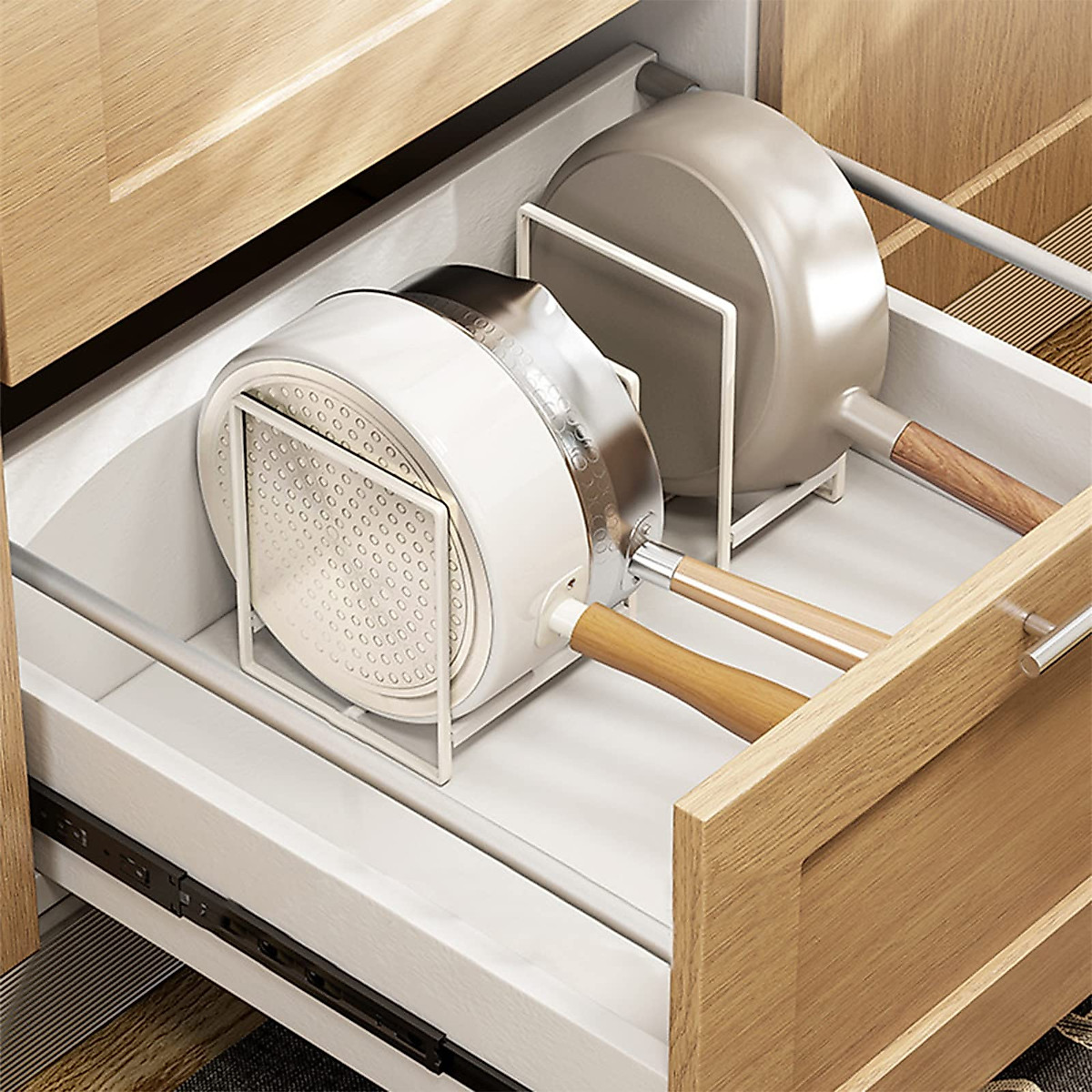 ZOOFOX 3 Pack Plate Holder Organizer, Upright Metal Dish Storage Stand, Dying Display Rack for Kitchen Cabinet, Counter and Cupboard ( Small and Large, White )