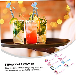 Yardwe 8Pcs Unicorn Straw Lid drinking straw caps lids straw protector cap cartoon straw plug silicone drinking straws themed straw caps silicone straw caps reusable cute cover