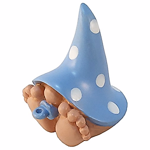 Miniature Baby Gnome “Toby” – The Baby Gnome with The Polka Dot Blue Hat for The Fairy Garden