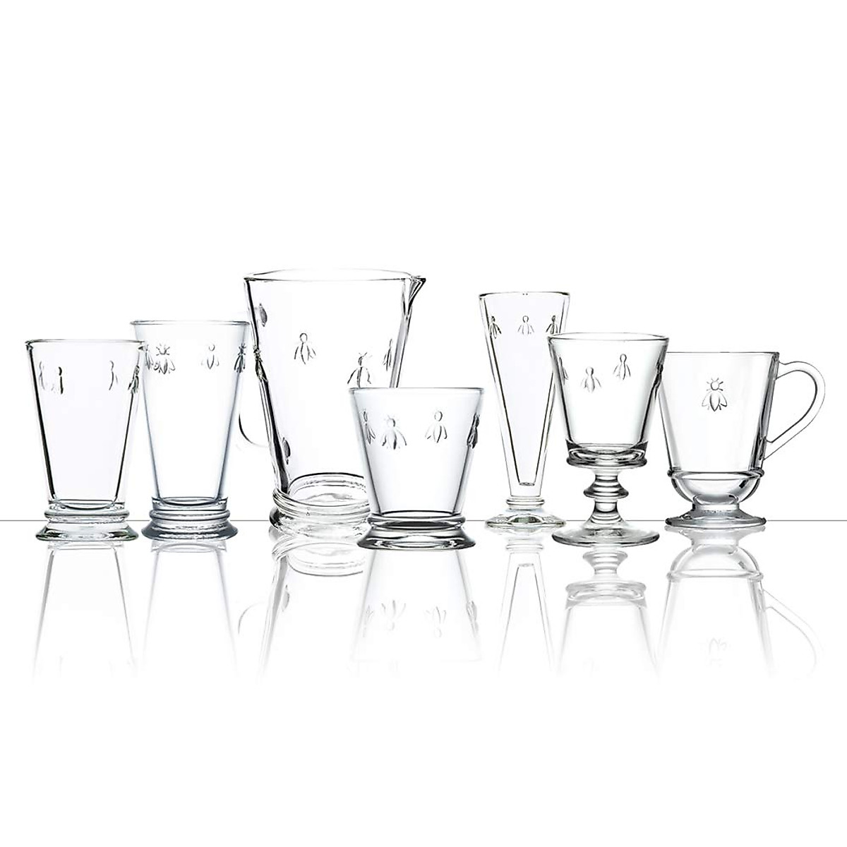 La Rochere Napoleon Bee Glasses Set Of 6 – 11.5 oz, Old Fashioned Glasses w/ The French Bee Embossed Design, Fine French Glassware, Drinking Glasses, Heavy Water Glasses, Dishwasher Safe Juice Glasses