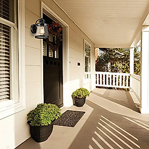 Globe Electric 44127 Charlie 1-Light Outdoor Indoor Wall Sconce, LED Bulb Included, Oil Rubbed Bronze, Clear Seeded Glass Shade