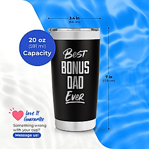 SassyCups Best Bonus Dad Ever Tumbler - Step Dad - Bonus Dad Gifts - Insulated Travel Coffee Mug for Dad