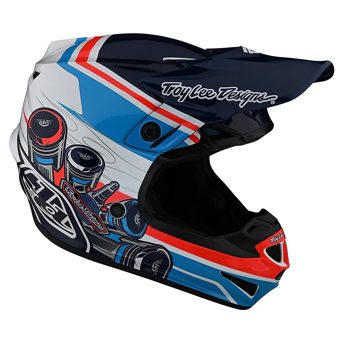 Troy Lee Designs SE4 Polyacrylite Midnight Motocross Helmet - Full Face Offroad Motorcycle Dirt Bicycle ATV Powersports Dual Sport Racing Helmet - Boys Girls Kids (Blue/Orange, MD)