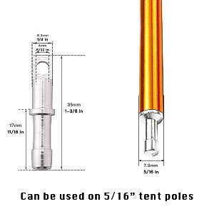 BRILLIANCE4U Aluminum Tent Poles Male End Tips Replacement Accessories Spare End Plugs for 7.9mm, 8.5mm, 9.5mm Tent Poles (for 7.9mm Tent Poles)