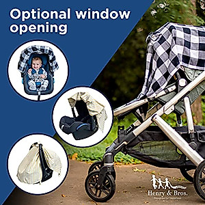 Henry&Bros. Baby Car Seat Cover - 5 in 1 Carseat Canopy and Nursing Cover - 100% Organic Cotton Breathable Privacy Shade (Golden Child Stripe)