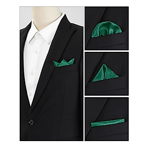 Allegra K Men's Pocket Squares Handkerchiefs Solid Color for Wedding Party One Size Dark Green