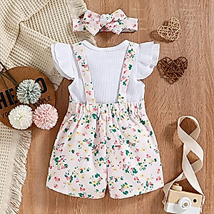 SGAOGEW Toddler-Clothes-Ruffled-Top Girls Outfits Print Letter Ruffles Tops+Sunflower Baby Shorts+Headbands Girls Outfits Set