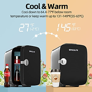 SPECILITE Mini Fridge for Skin Care, Portable Beauty Fridge with Eraser Board Door and Bead Chain(4 Liter/6 Can) Cooler and Warmer, Personal AC/DC Refrigerator for Skincare, Makeup, Food