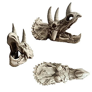 MUYG Bearded Dragon Resin Triceratops Skull Hide Decoration Reptiles Artificial Hideout Cave Landscape Tank Accessories Vines Leaves Hideaway Ornaments for Lizards Snake Gecko