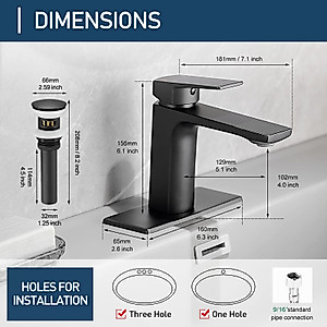 Black Bathroom Faucet Single Handle Bathroom Sink Faucet with Pop-up Drain and Deck Plate Rv Lavatory Vessel Faucet Basin Mixer Tap