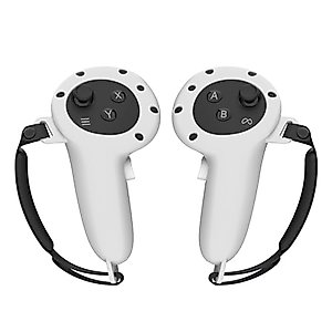 AZURAOKEY 1 Pair Silicone Controller Grips Cover Compatible with Meta Quest 3 Accessories, Anti-Shock Anti-Fall with Adjustable Strap Left &Right for Meta Quest 3 Controller Grips