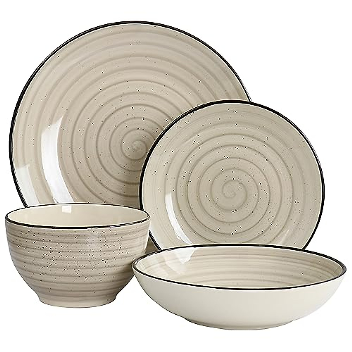 Elama Gia 24 Piece Round Stoneware Dinnerware Set in Cream