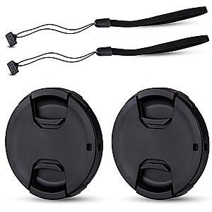 2 Pack JJC 52mm Front Lens Cap Cover with Elastic Cap Keeper for Nikon D3000 D3100 D3200 D3300 D5000 D5100 D5200 D5300 D5500 with AF-S 18-55mm Kit Lens and Other Lenses with 52mm Filter Thread