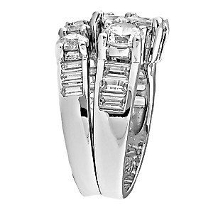 Sterling Silver 8.15ct Russian Ice on Fire CZ 2 pc Bridal Wedding Ring Set, Vanessa sz 10.0
