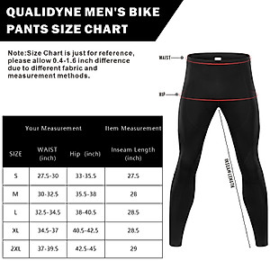 qualidyne Men's Cycling Bike Pants 4D Padded Road Bicycle Tights Outdoor Biking Leggings