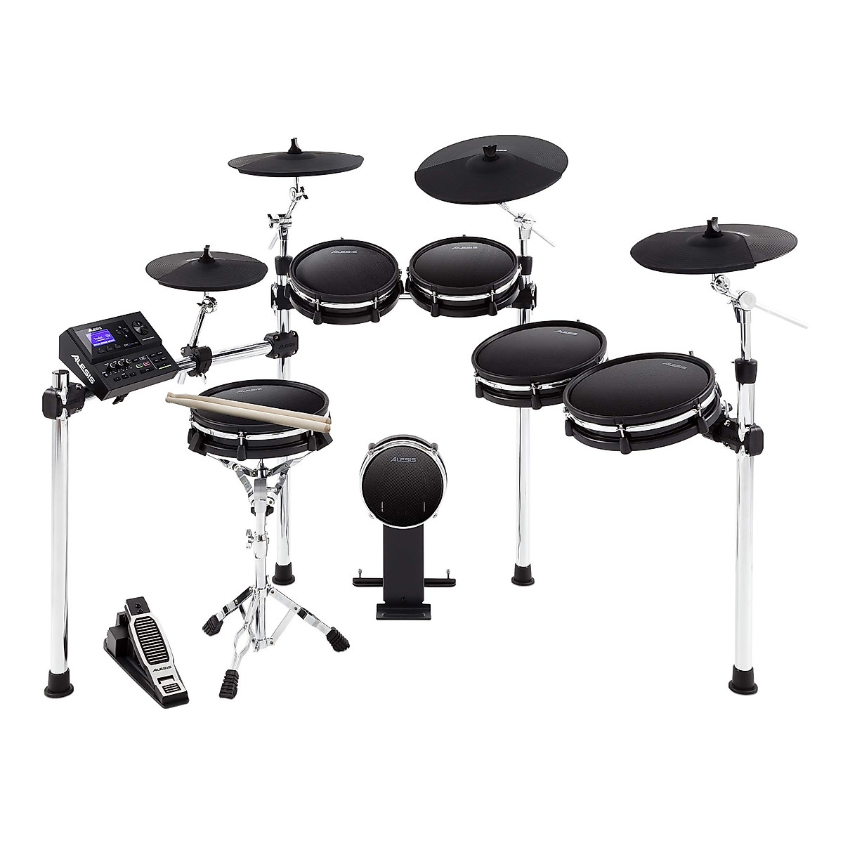 Alesis DM10 MKII Pro Kit | Ten-Piece Electronic Drum Kit with Mesh Heads & Pearl P932 Demonator Right Footed Single Chain with Interchangeable Cam Powershifter