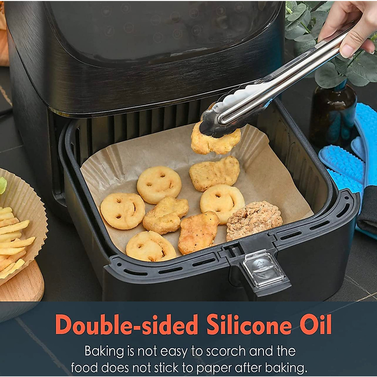 MT&L Air Fryer Disposable Square Paper Liner 6.3 in Fit 3-5 Qt, Non-Stick Waterproof Oil Grease Proof Parchment Liners Baking Paper for Air Fryer | Microwave | Grill