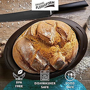 LURCH Germany Flexiform Oval Bread Pan For Baking All Kinds Of Bread | Mold Is Made Of 100% BPA-Free Premium Platinum Silicone | 9.4" x 7.1" - Brown