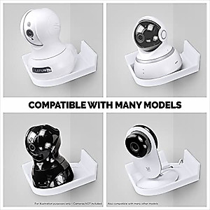 Universal Tilted Small Corner Wall Shelf, Floating, Stick On, No Screws for Baby Monitor for Crib, Overhead Security Camera Holder, Speaker & More, 3M Adheasive, by Brainwavz (UCRNMT01 White)