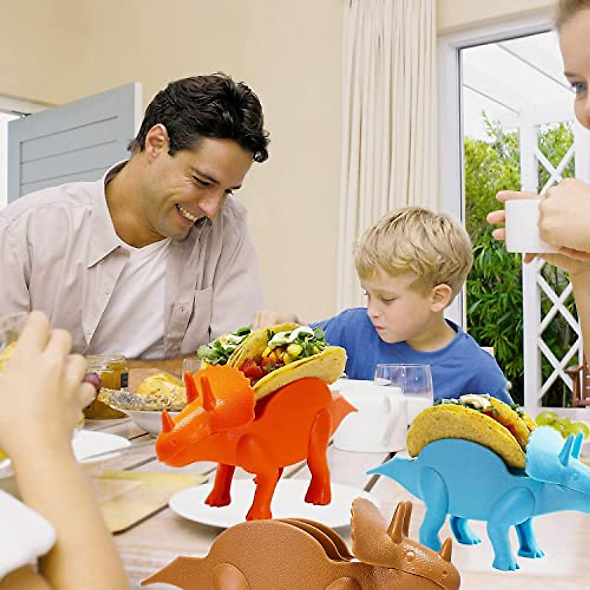 Dinosaur Taco Holders Set of 3,Holds 2 Tacos Each,Dinosaur Taco Stand for Kid,Tortilla Holder for Fun Taco Tuesday Party
