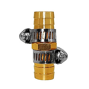 Fitvell 8 Pieces 1/2 Inch Garden Hose Repair Mender Brass Water Hose Repair Kit Fitting Conectors Splicer With 16 Pieces Stainless Clamp