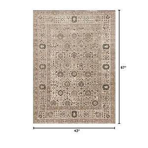 Loloi Century 3'-7" x 5'-7" Accent Rug in Taupe/Taupe - Large Area Rug, Traditional Neutral Area Rug, Vintage Inspired Area Rug for Living Room, Bedroom, Entryway & Hallway, Dining Area