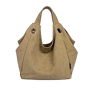 Good Bag Women's European Style Purse Casual Canvas Tote Durabel Shoulder Handbag Color Khaki
