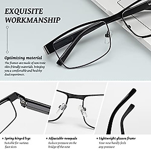 BLS Businessman Rectangular Reading Glasses - Professional Durable Readers - Blue-Light Blocking Lenses