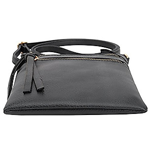 DELUXITY Crossbody Purse Bag Shoulder Bag Multi Pocket Zipper Purse | Black