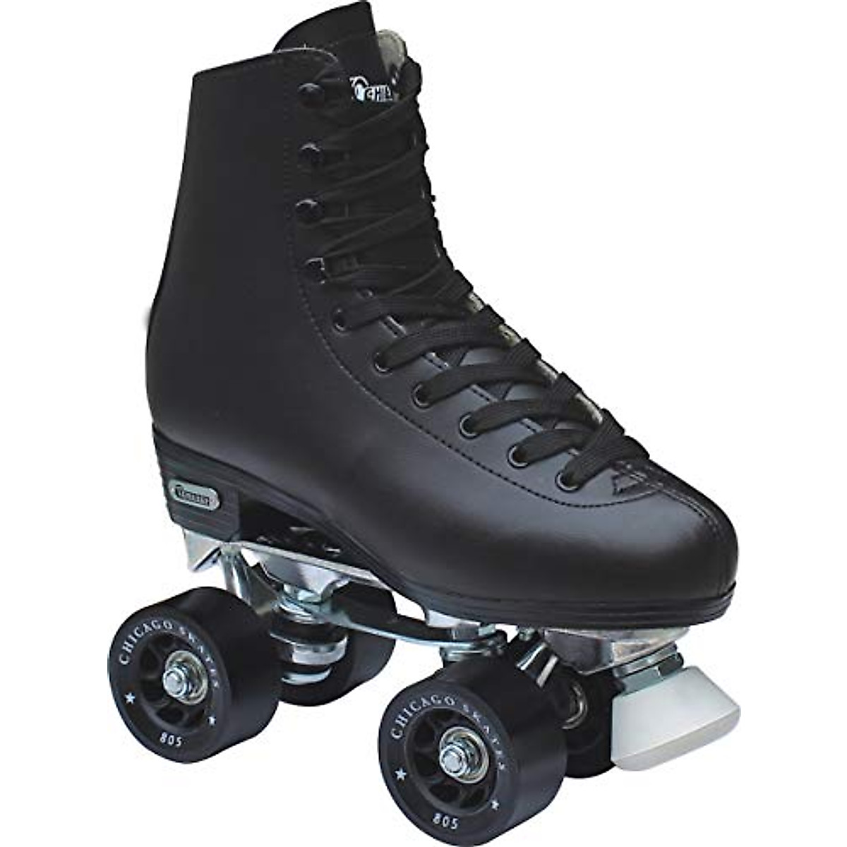 Chicago Men's Premium Leather Lined Rink Roller Skate - Classic Black Quad Skates - Size 11 & Chicago Women's and Girl's Classic Roller Skates - Premium White Quad Rink Skates