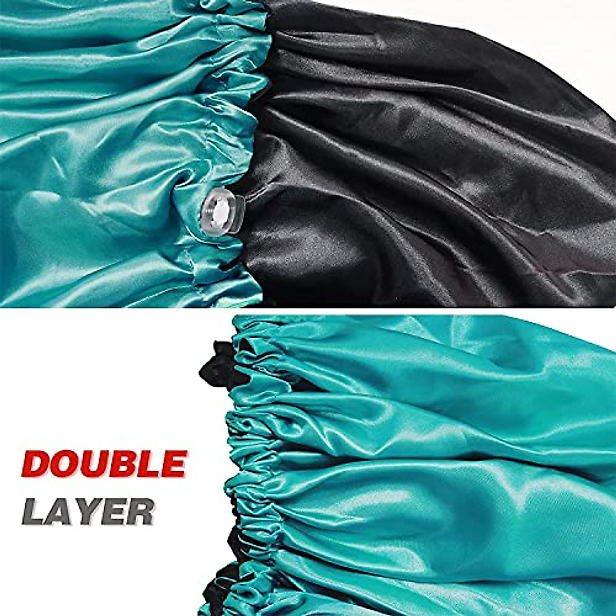 2Pack Satin Bonnet for Sleeping Silk Bonnet Hair Bonnets Cap, Double use Extra Large Double Layer Reversible Adjustable, Sleep Bonnet Used to Keep Hair Dry During Sleep. Green-Blue