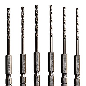 M35 High Speed Steel HSS Titanium Drill Bit Set Twist Drill Bits Set Quick Change for Metal, Steel, Wood (1/16)