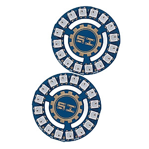 2 Pcs LED Ring Lamp Board 16pcs 5050 RGB LEDs WS2812 Chip Programmable Full Color Driver for DIY Cool and Fantastic Lighting Effects