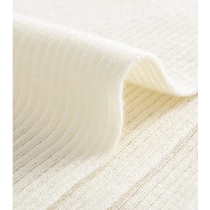 Lallier Cashmere Wool Scarf, Ultra Soft Classic Ribbed Solid Color Winter Scarf for Men and Women with Gift Box, Cream White
