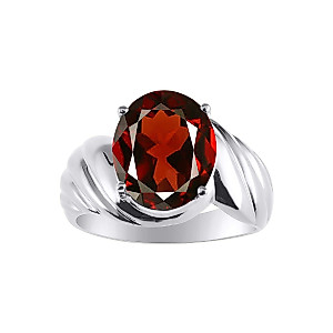 Rylos Rings for Women Silver Ring Classic Designer Style Oval 12X10MM Solitaire Gemstone Ring January Garnet Jewelry for Women Size 12