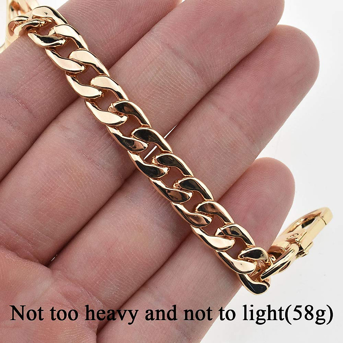HAHIYO Mini Pochette Purse Chain Strap Slim Wide 7mm for LV Length 23.6 inches Extra Thick 2.6mm Shiny Gold for Shoulder Cross Body Sling Handbag Wallet Clutch Comfortable Flat Metal Strap 1 Pack