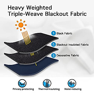 Yakamok Navy Blue Curtains 100% Blackout Curtains for Bedroom - Grommet Thermal Insulated Full Room Darkening Block Out Curtains with Black Liner for Bedroom, Set of 2 Panels, W42 x L63 Inch