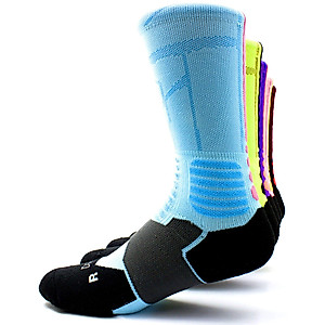 mitvr Basketball Socks, Cushioned Athletic Sports Socks, 5 Pack Compression Crew Socks for Boy Girl Men Women,A3,Large