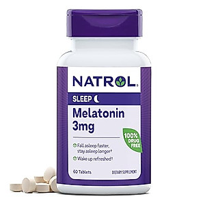 Natrol Melatonin 3 mg, Dietary Supplement for Restful Sleep, Sleep Supplements for Adults, 60 Melatonin Tablets, 60 Day Supply
